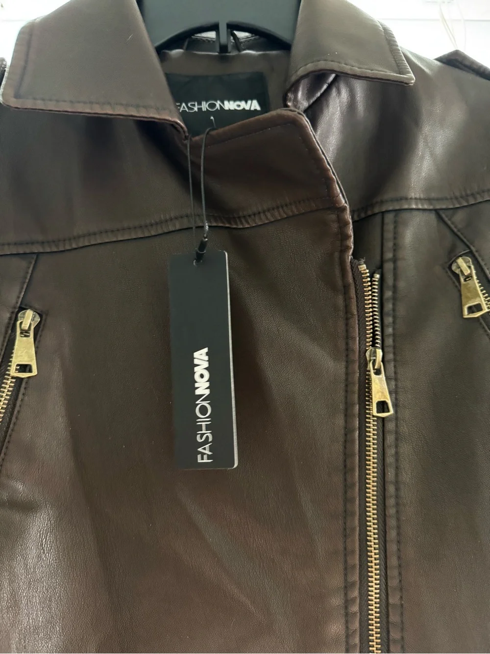 Fashion Nova | Jackets & Coats | Chocolate Brown Faux Leather Moto ...